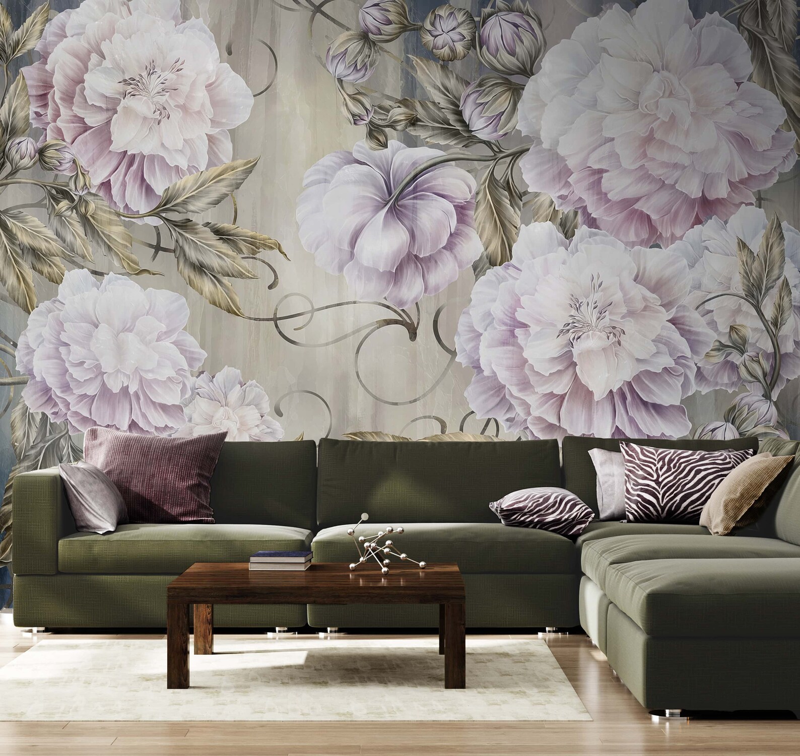 ALAVEN / Floral Wallpaper, Blossom Flower Wall Mural, Botanical Pattern ...