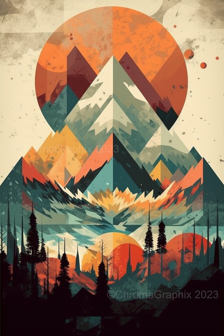 Landscape Painting Original Art Vector Art Print Wallpaper Gifts for ...