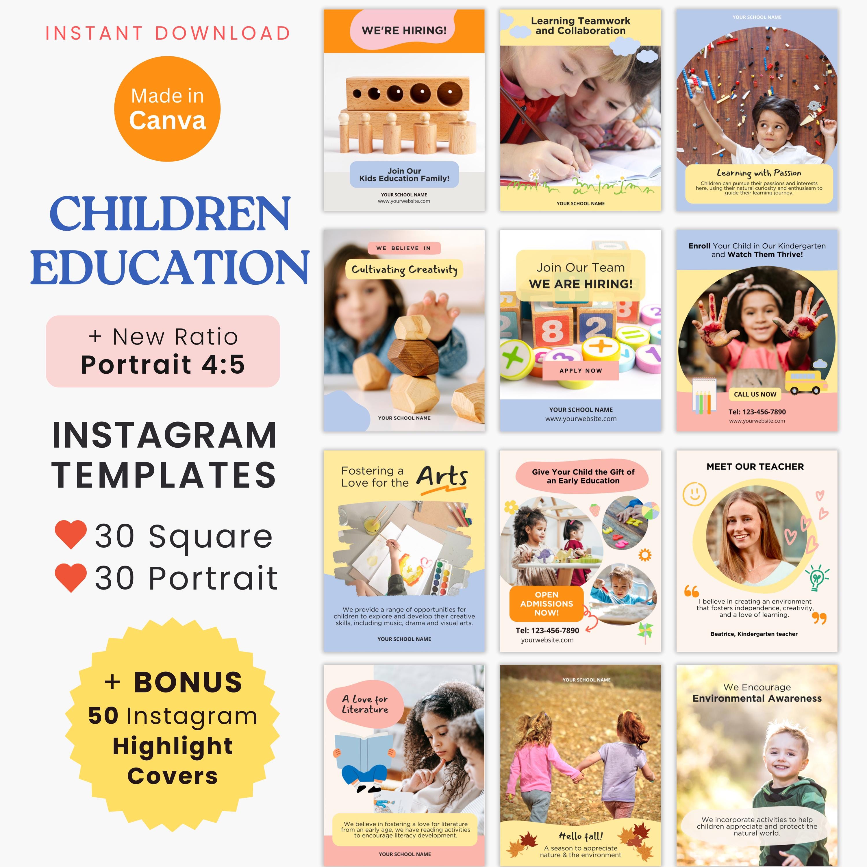 Instagram New Format Template Children Early Education Social Media ...