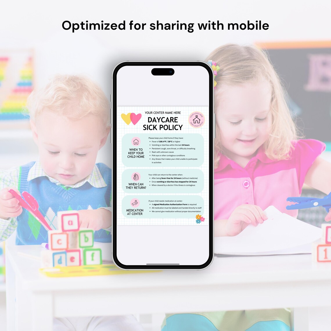 Daycare Sick Policy Canva Template Editable Preschool Parent Handbook ...