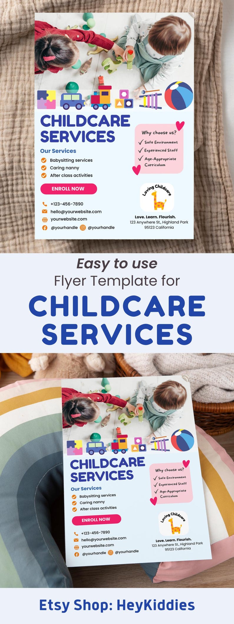 Childcare Flyer Daycare Flyer Canva Template Babysitting Leaflet Child ...