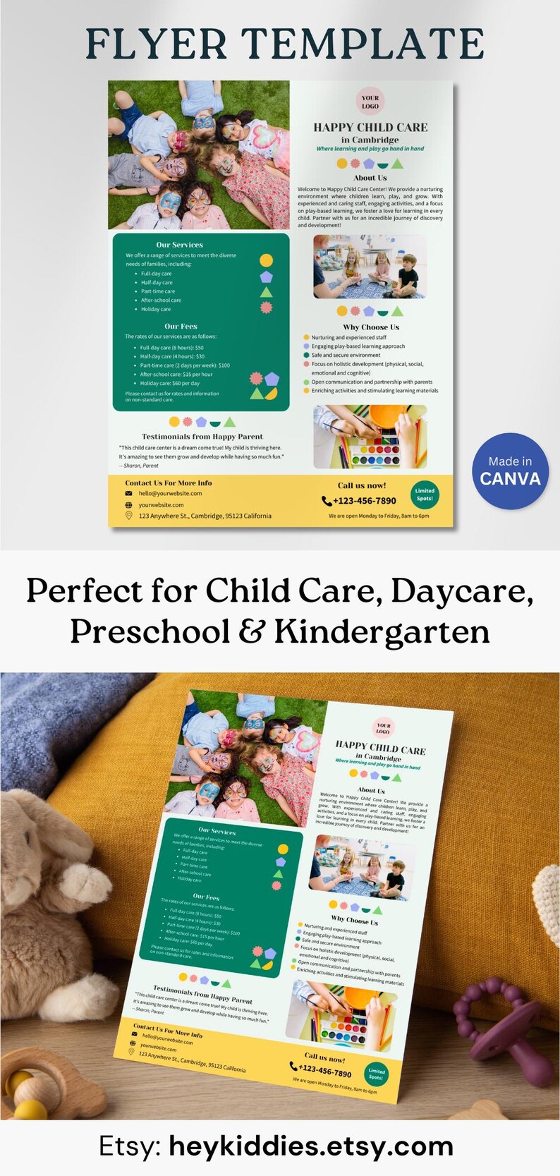 Child Care Flyer Template Daycare Leaflet Childcare Preschool Pamphlet ...