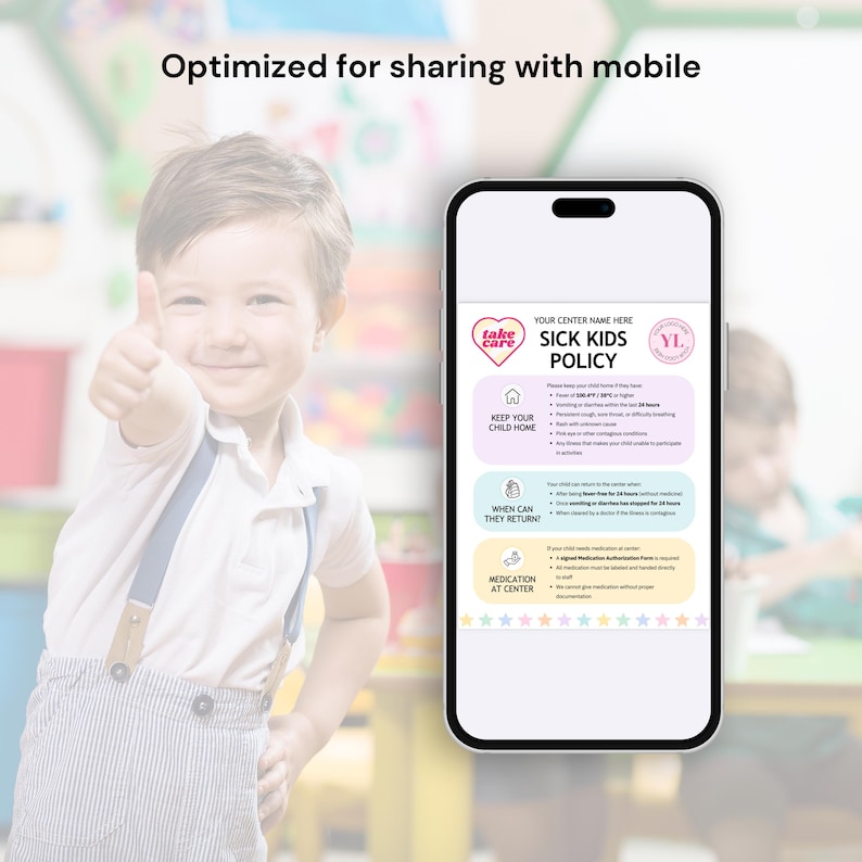 Editable Sick Child Policy Canva Template Printable Daycarepreschool ...