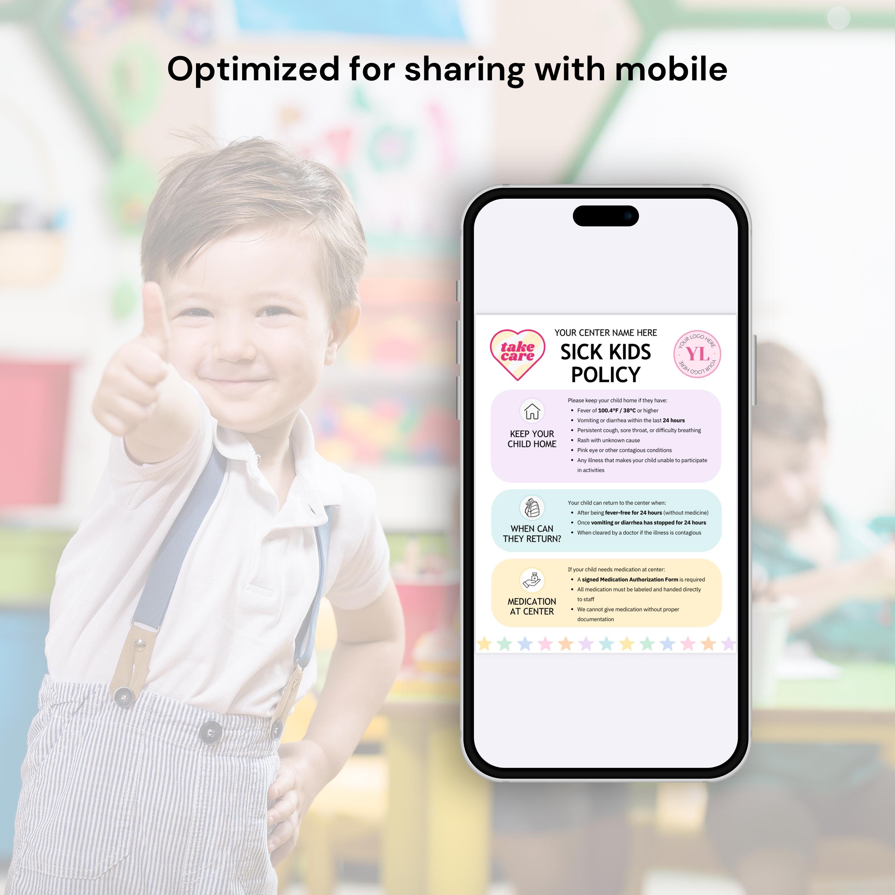 Editable Sick Child Policy Canva Template Printable Daycarepreschool ...