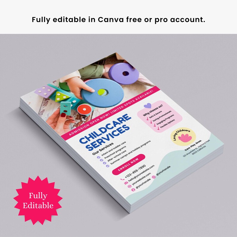 Customizable Flyer Template for Childcare Services Editable Canva ...