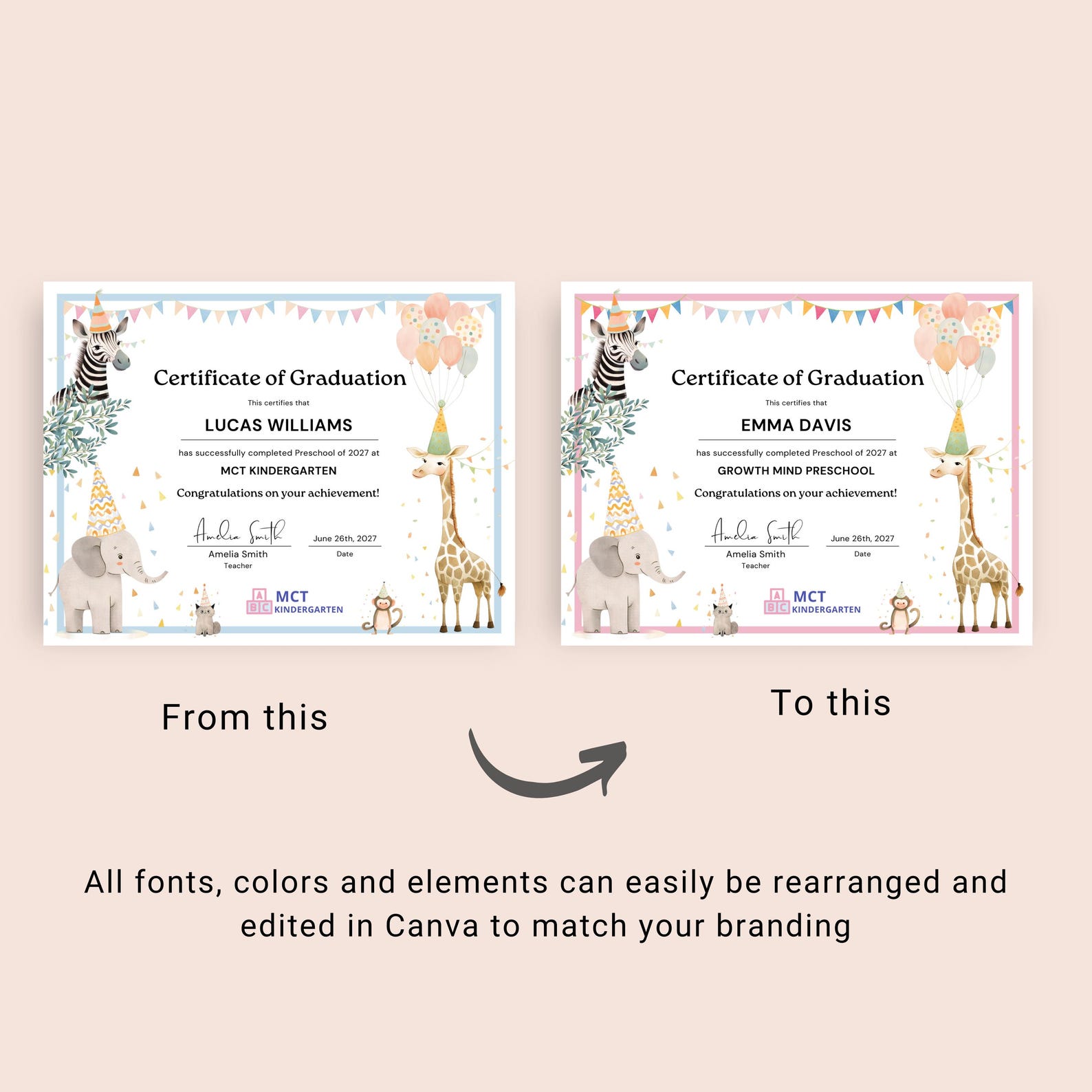 Certificate of Graduation Template for Preschool Diploma Kindergarten ...