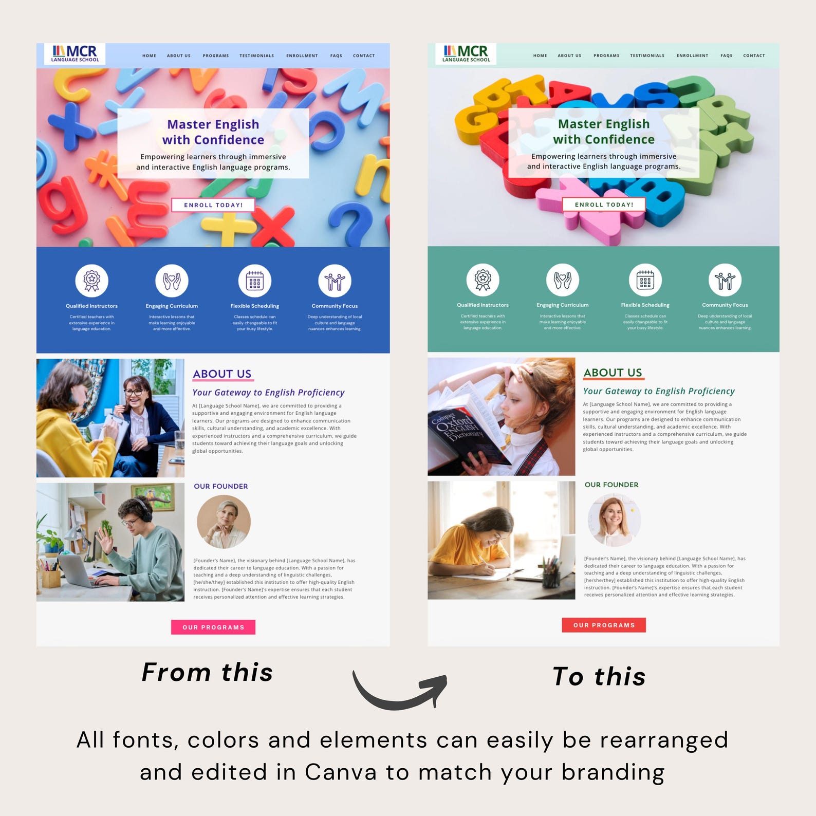 Website Template for School Tutor Language Center Website Canva ...