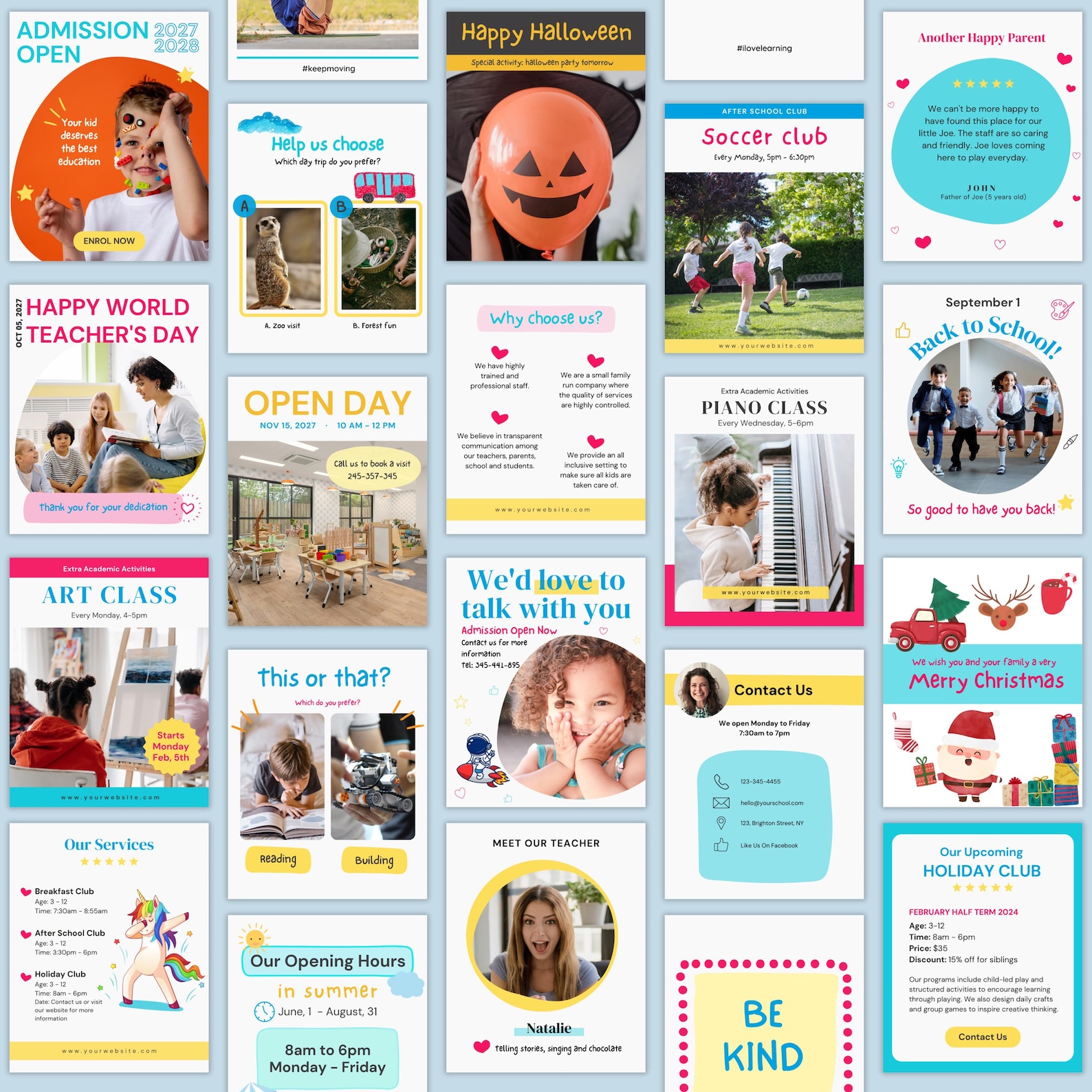 Preschool Social Media Template Daycare Instagram Template New Format ...