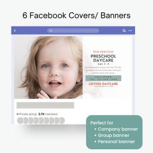 6 Facebook Cover Templates Canva Editable FB Group Banner for Preschool ...