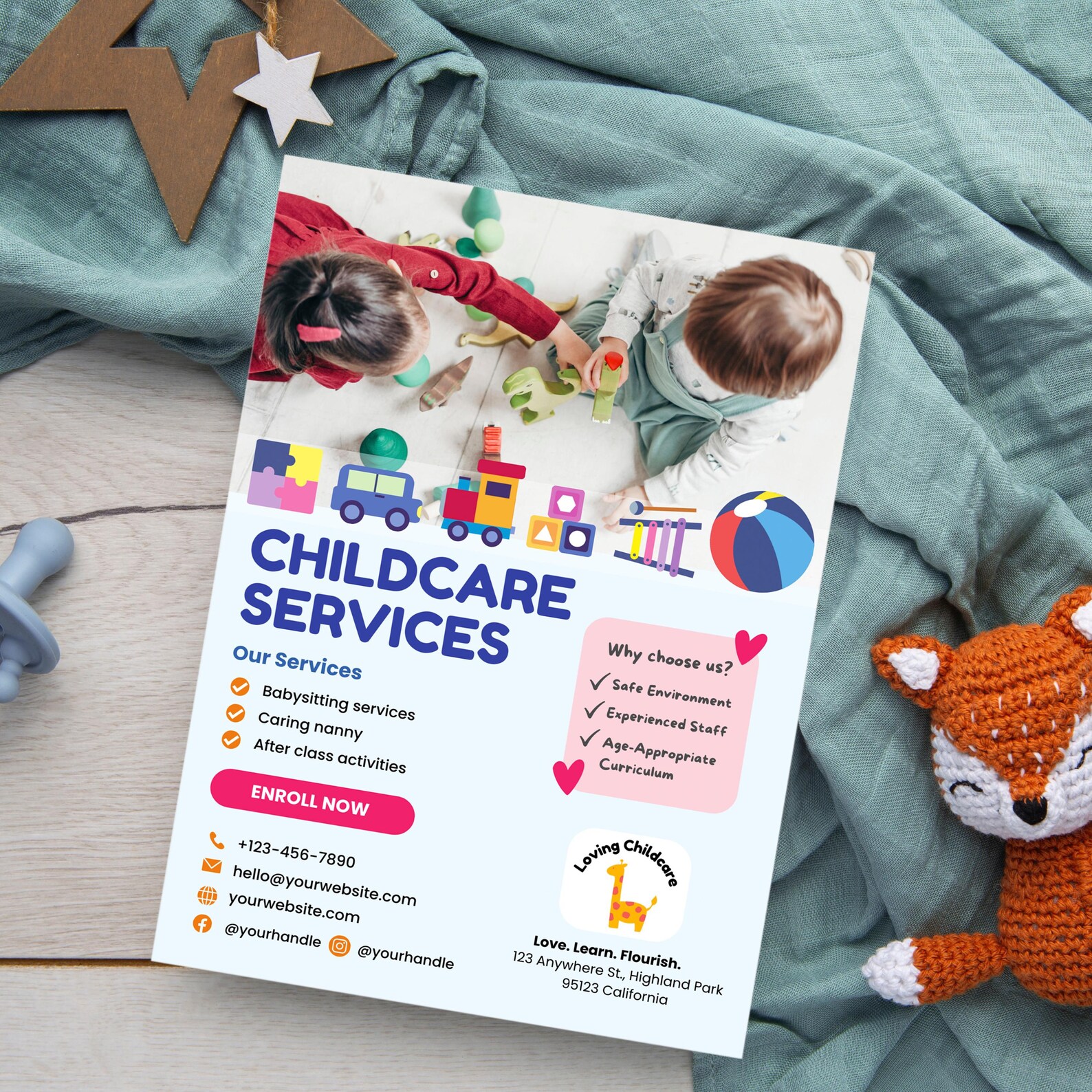 Childcare Flyer Daycare Flyer Canva Template Babysitting Leaflet Child ...