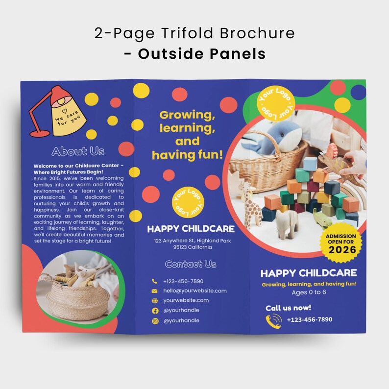 BUNDLE Flyer & Trifold Brochure Template Canva for Preschool Daycare ...