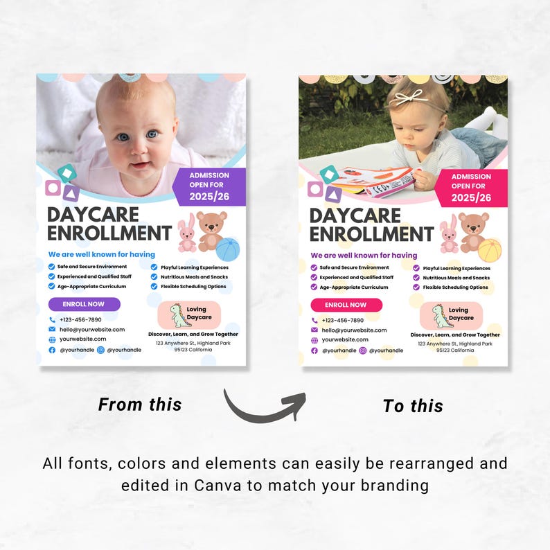 Daycare Flyer Template Childcare Canva Template Editable Leaflet Child ...