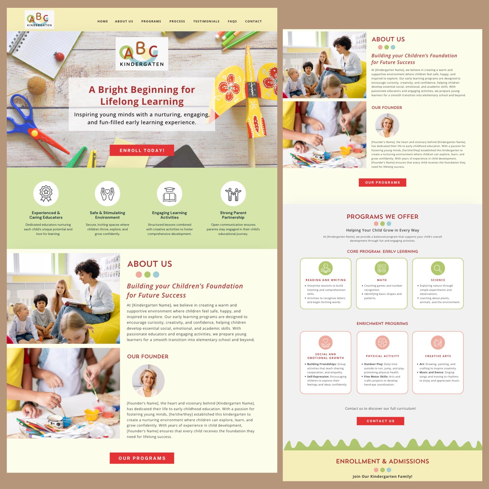Website Template for Kindergarten Canva Template Website School Tuition ...