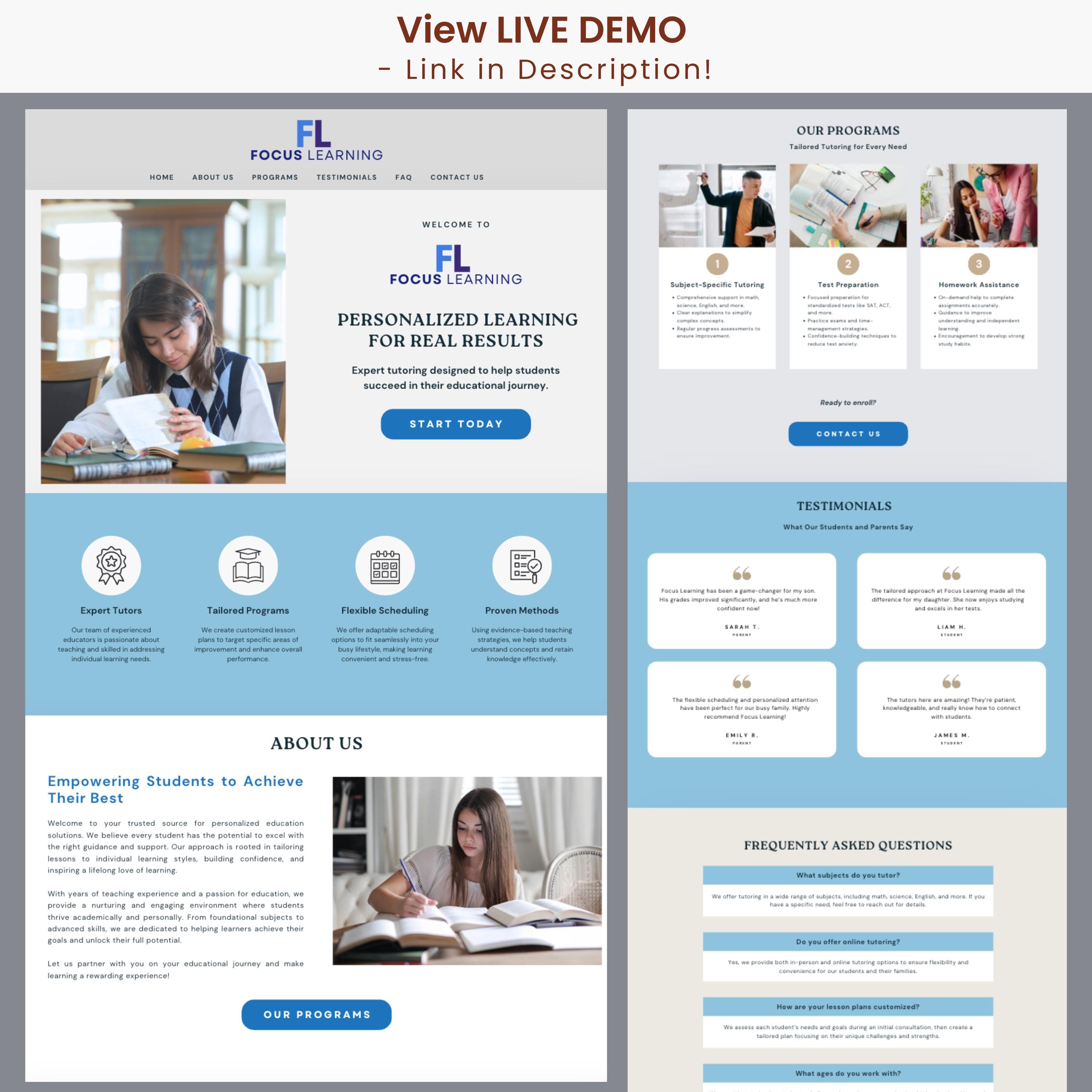 Website Template for Education Center Canva Website School Private ...