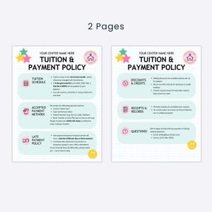 Daycare Tuition & Payment Policy Canva Template Editable Tuition Info ...