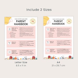 Editable Childcare Parent Handbook Template Canva Daycare Welcome ...