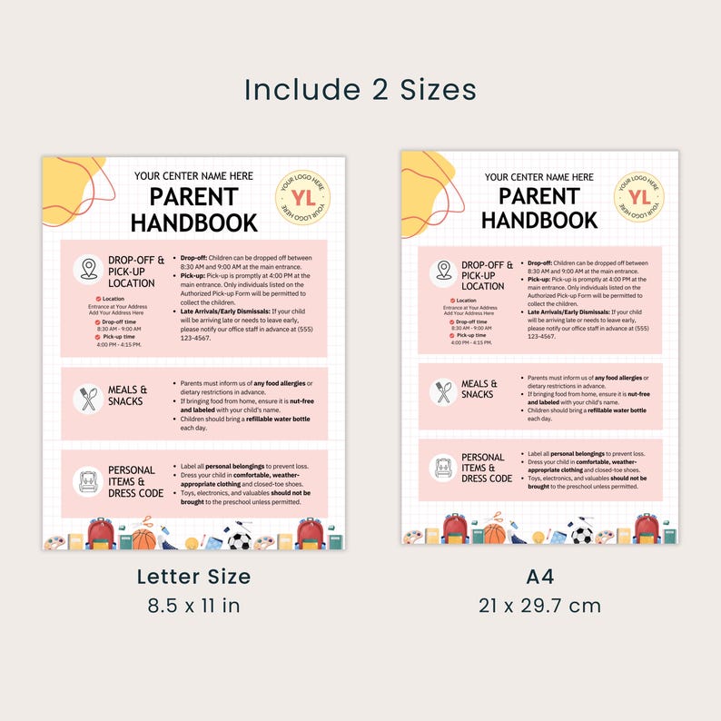 Editable Childcare Parent Handbook Template Canva Daycare Welcome ...