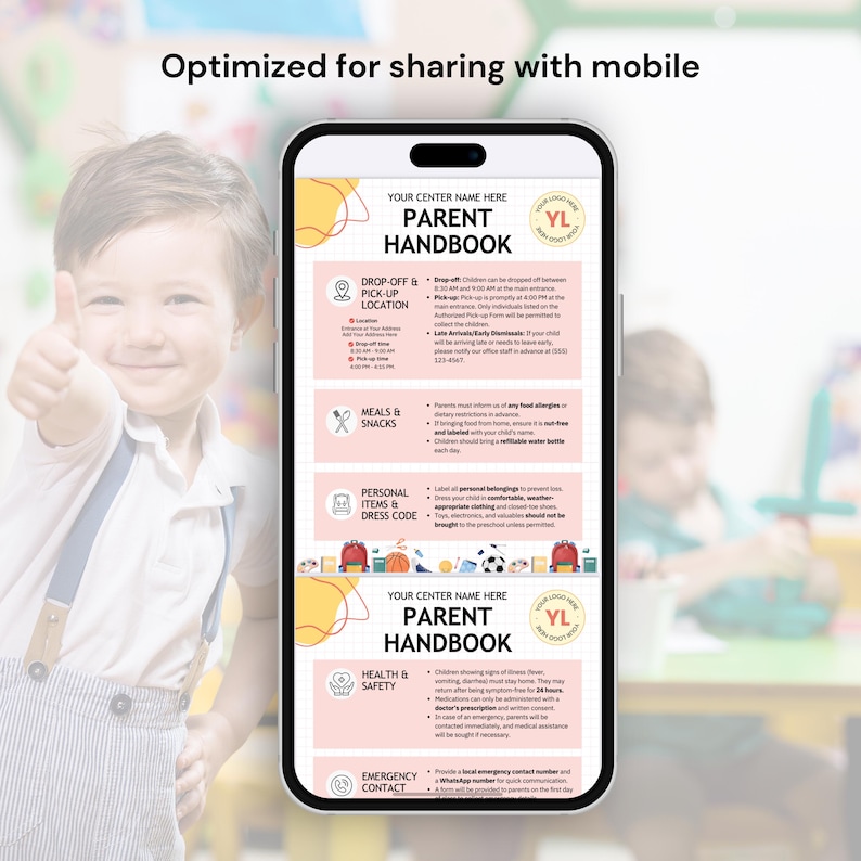 Editable Childcare Parent Handbook Template Canva Daycare Welcome ...