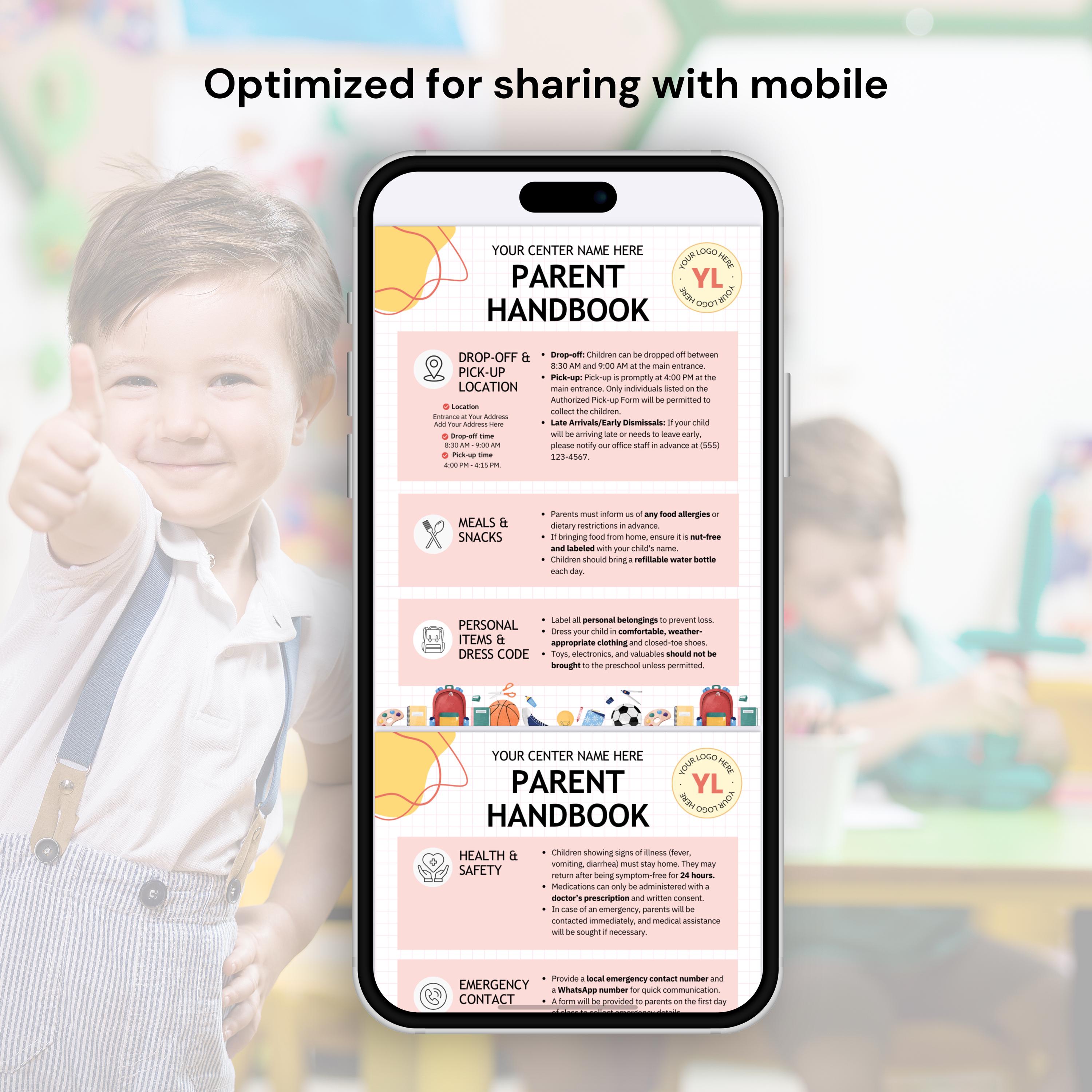 Editable Childcare Parent Handbook Template Canva Daycare Welcome ...