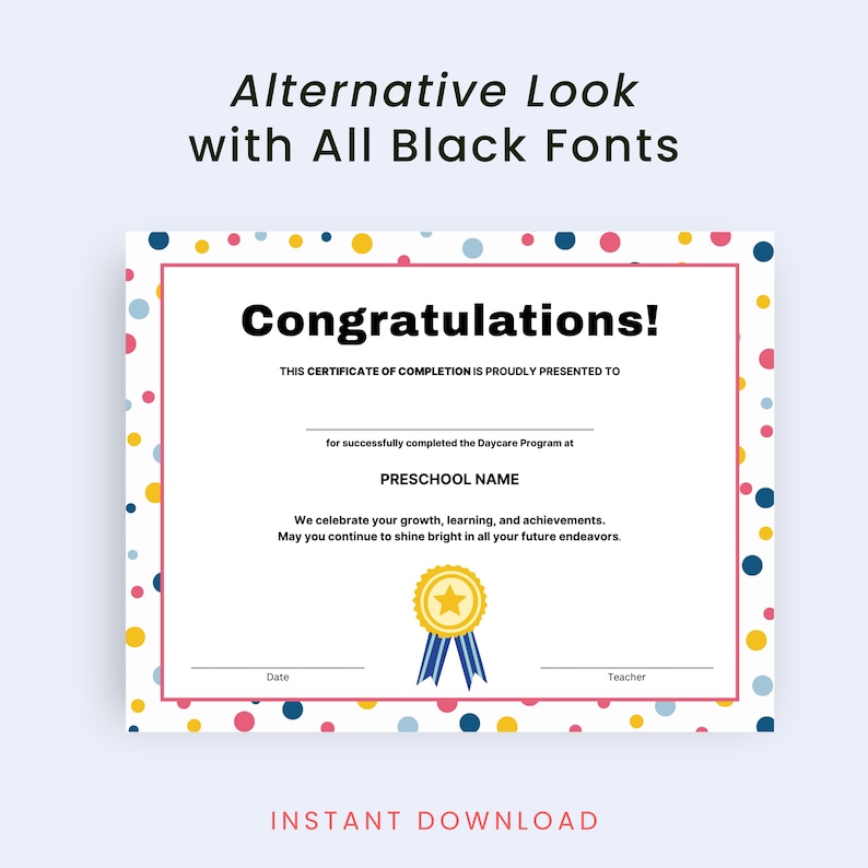 Daycare Graduation Certificate Template Canva for Preschool Graduation ...