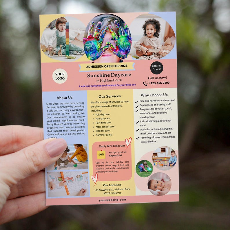 Editable Daycare Flyer Template Preschool Daycare Brochure Preschool ...