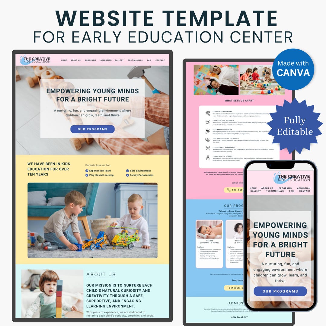 Kids Education Website Template for Preschool Website Design ...