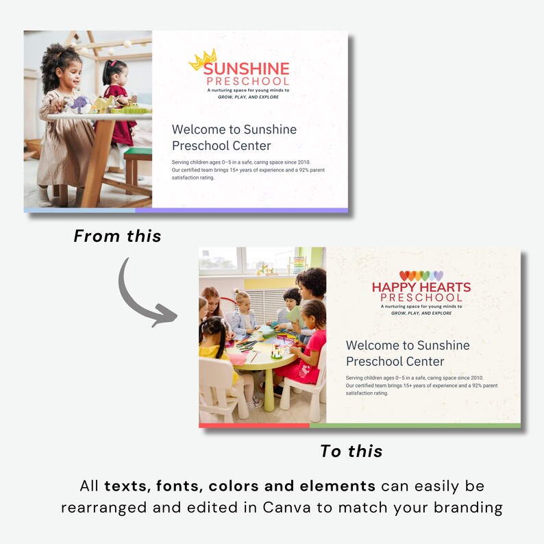 Preschool Presentation Template Canva Childcare Info Pack Editable ...