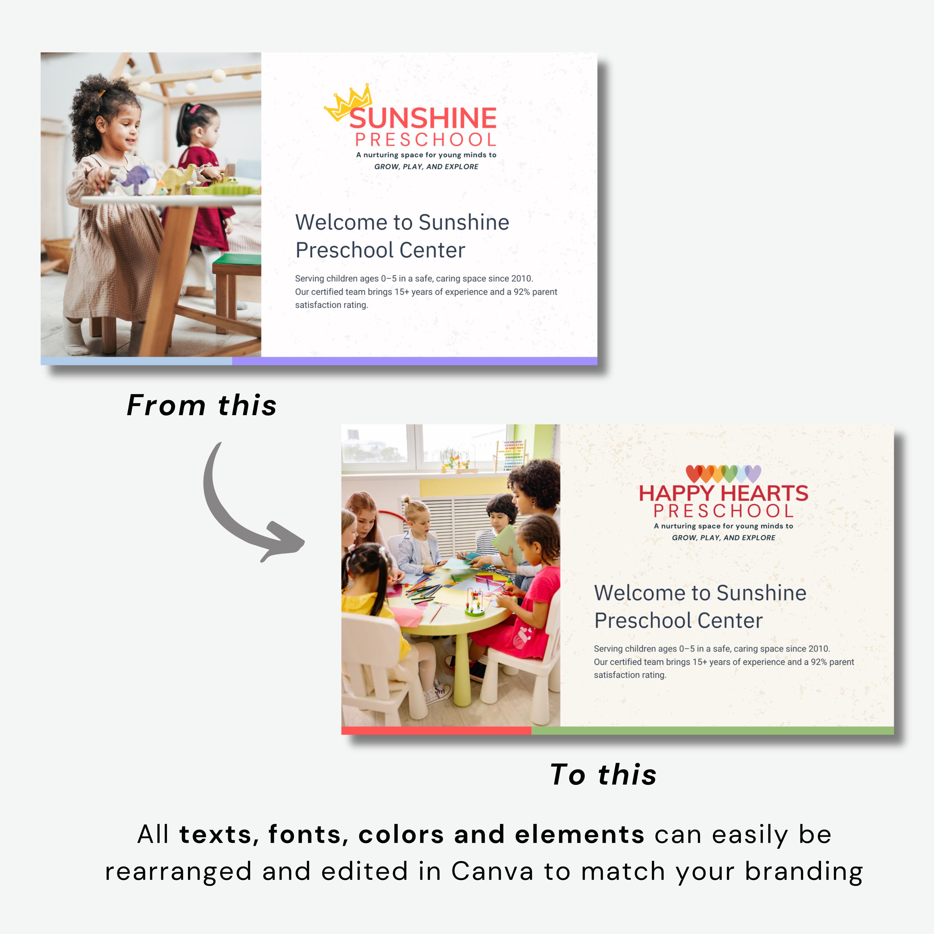Preschool Presentation Template Canva Childcare Info Pack Editable ...
