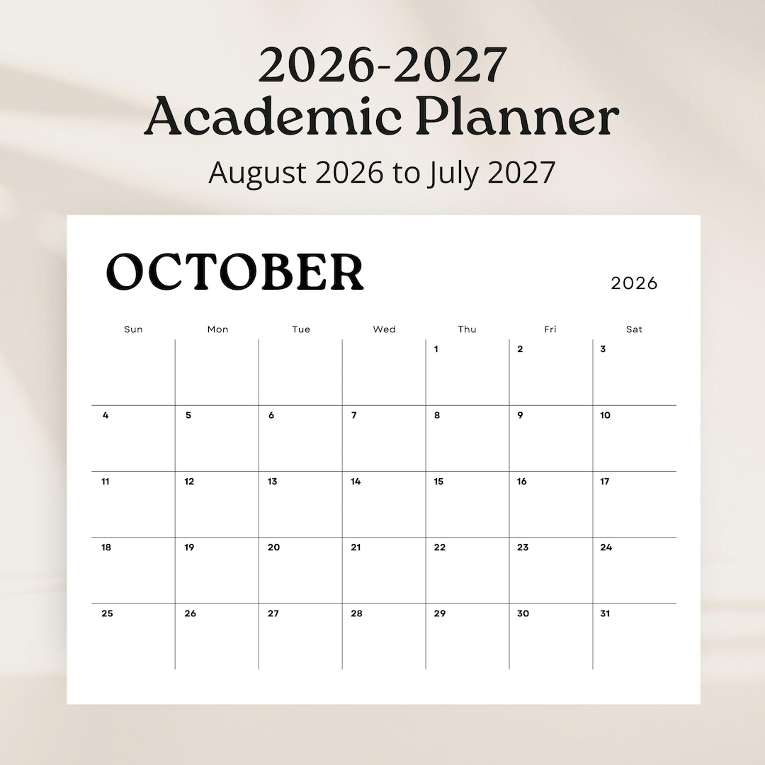 Calendrier scolaire 2026-2027, août 2026 à juillet 2027, agenda mensuel ...