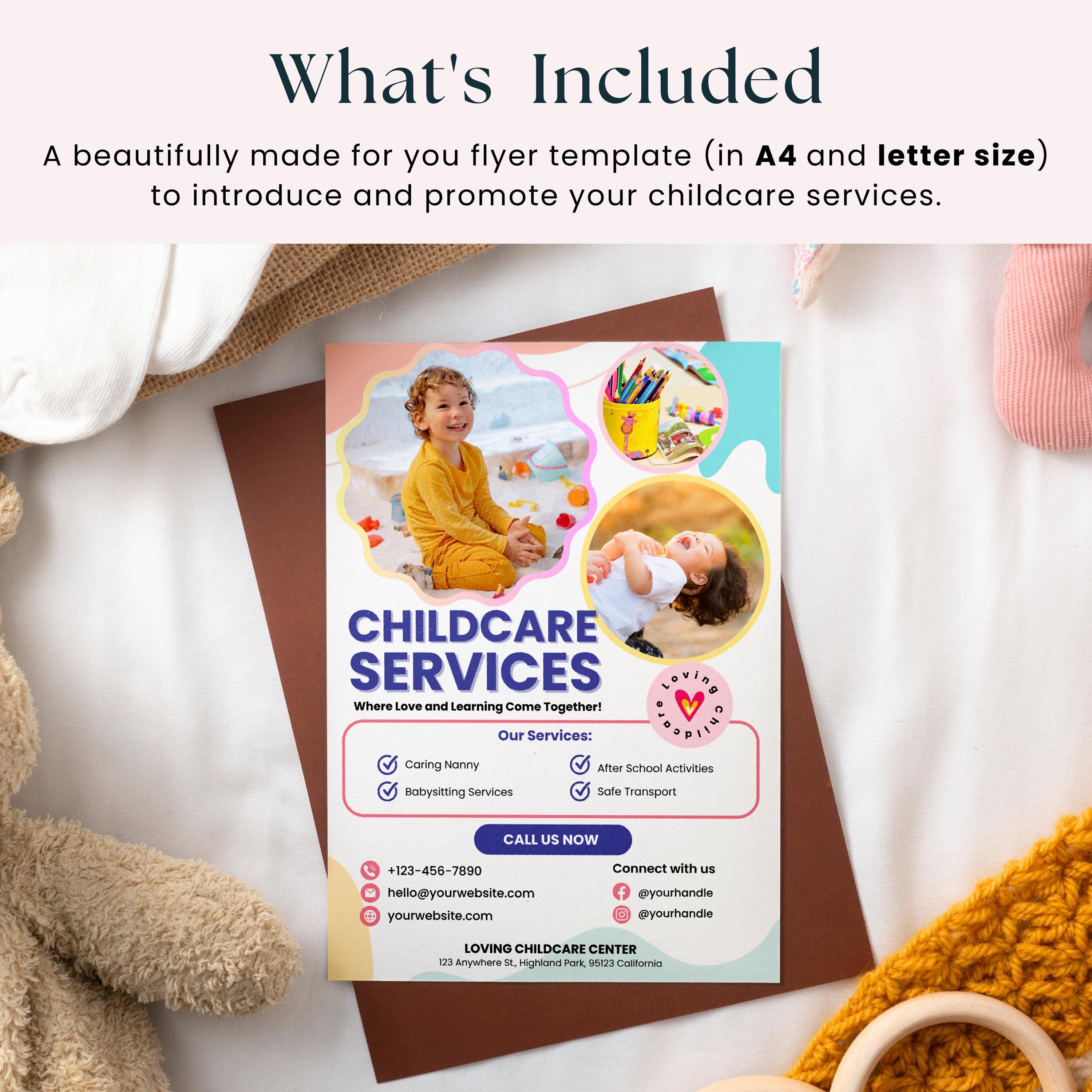 Editable Flyer for Childcare Services Flyer Template Canva Babysitting ...
