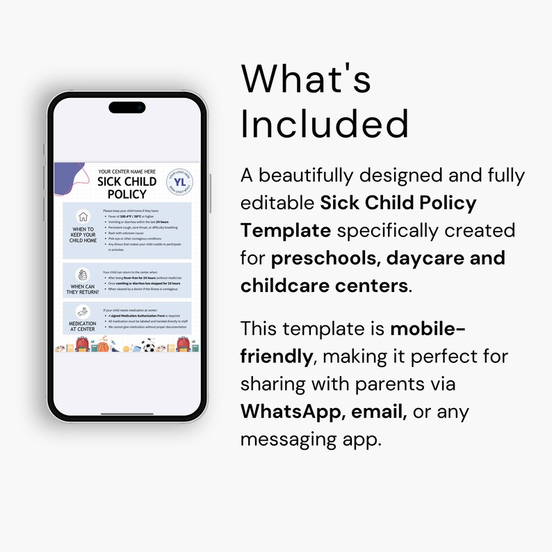 Editable Sick Child Policy Template Canva Preschool Illness Guidelines ...