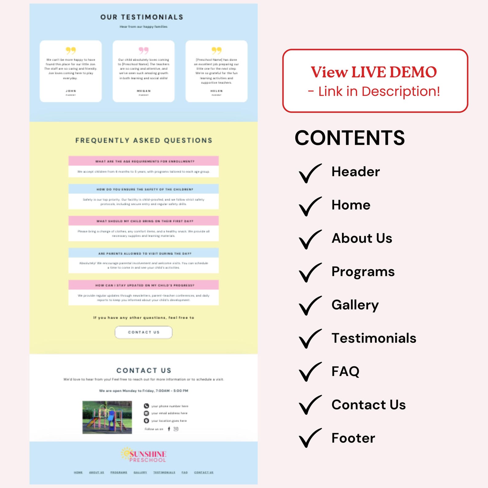 Preschool Canva Website Template Daycare Center Kids Education Center ...