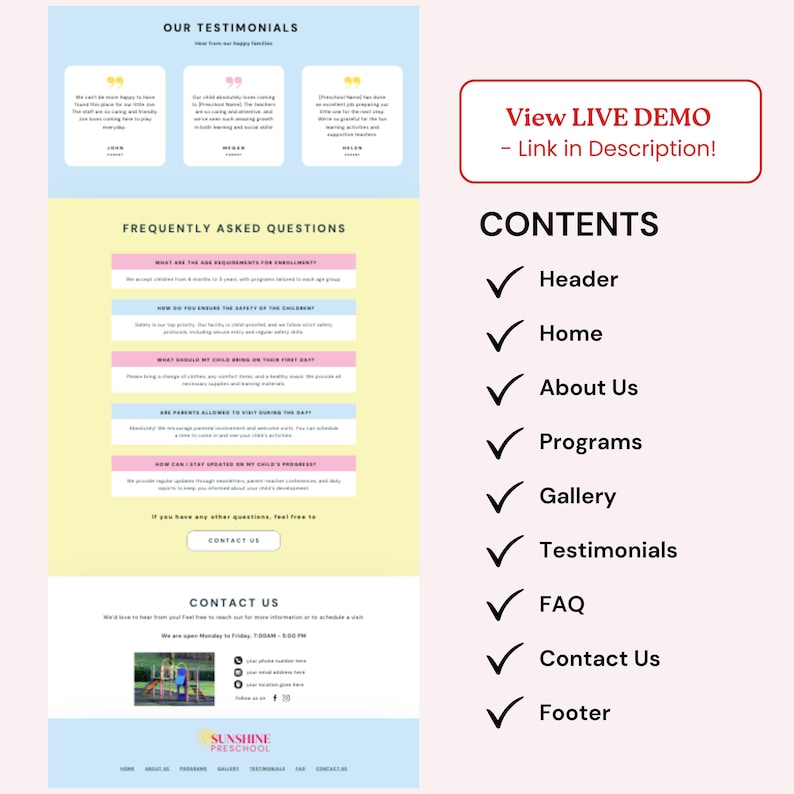 Preschool Canva Website Template Daycare Center Kids Education Center ...
