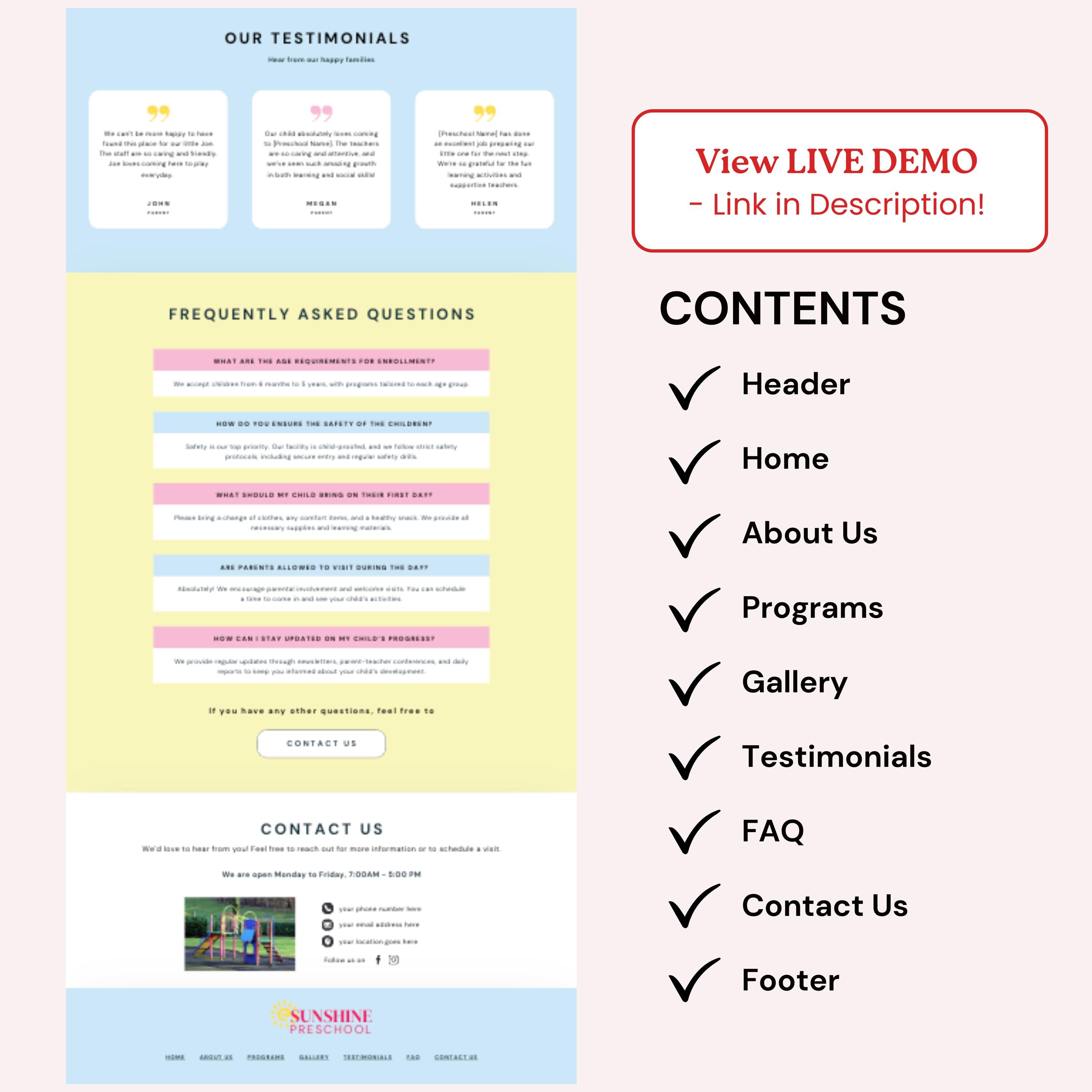 Preschool Canva Website Template Daycare Center Kids Education Center ...