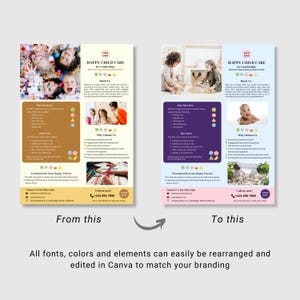 Editable Flyer Template for Daycare Childcare Preschool Leaflet Canva ...