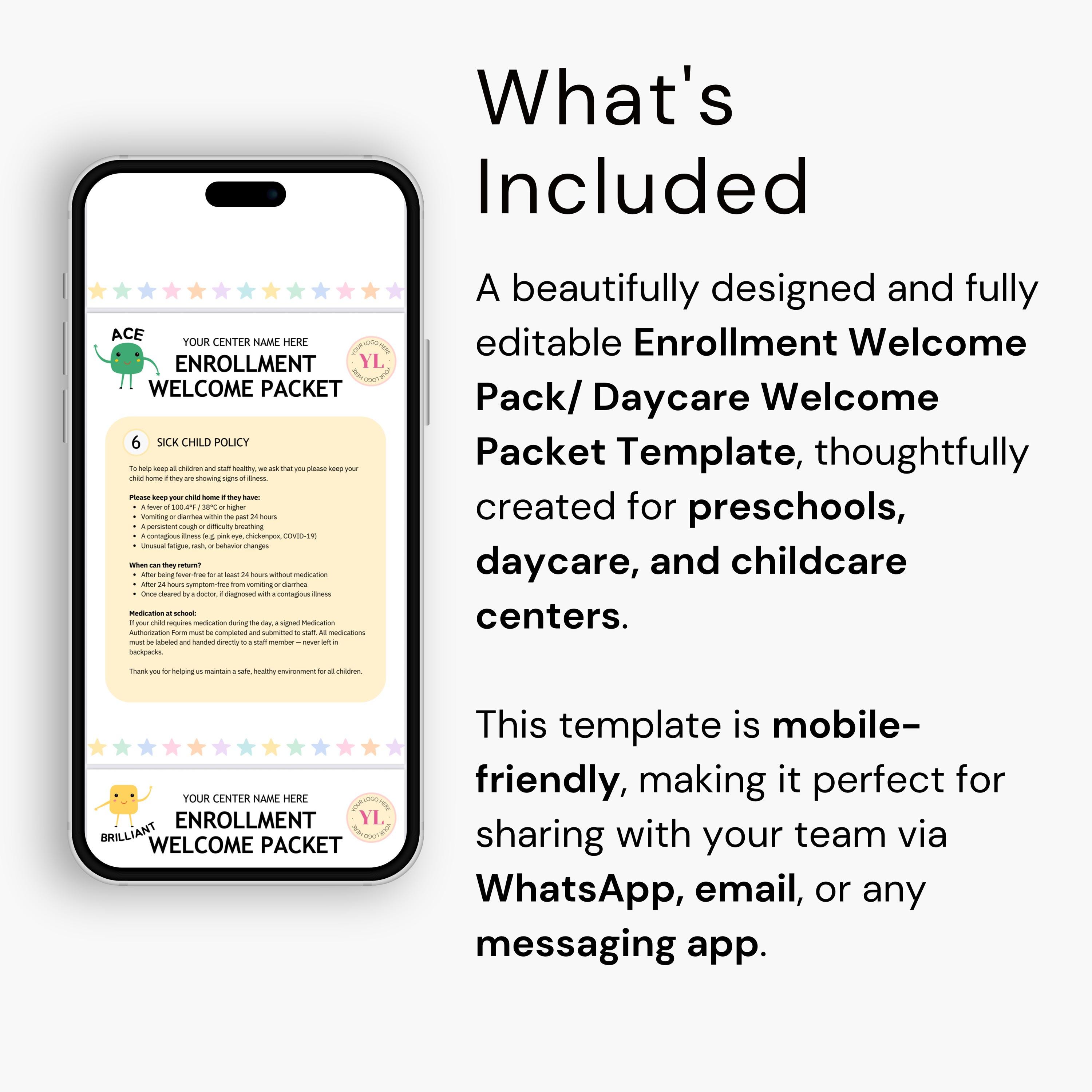 New Enrollment Welcome Packet Template for Preschool Editable Parent ...