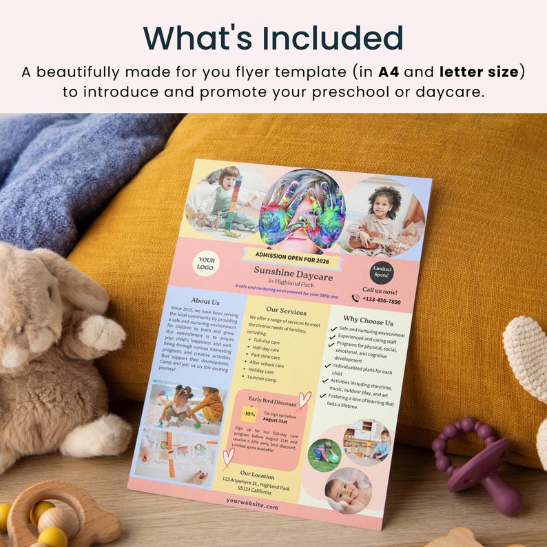 Editable Daycare Flyer Template Preschool Daycare Brochure Preschool ...