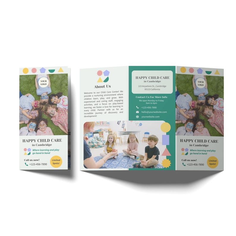 Editable Trifold Brochure Template for Daycare Preschool Leaflet Child ...