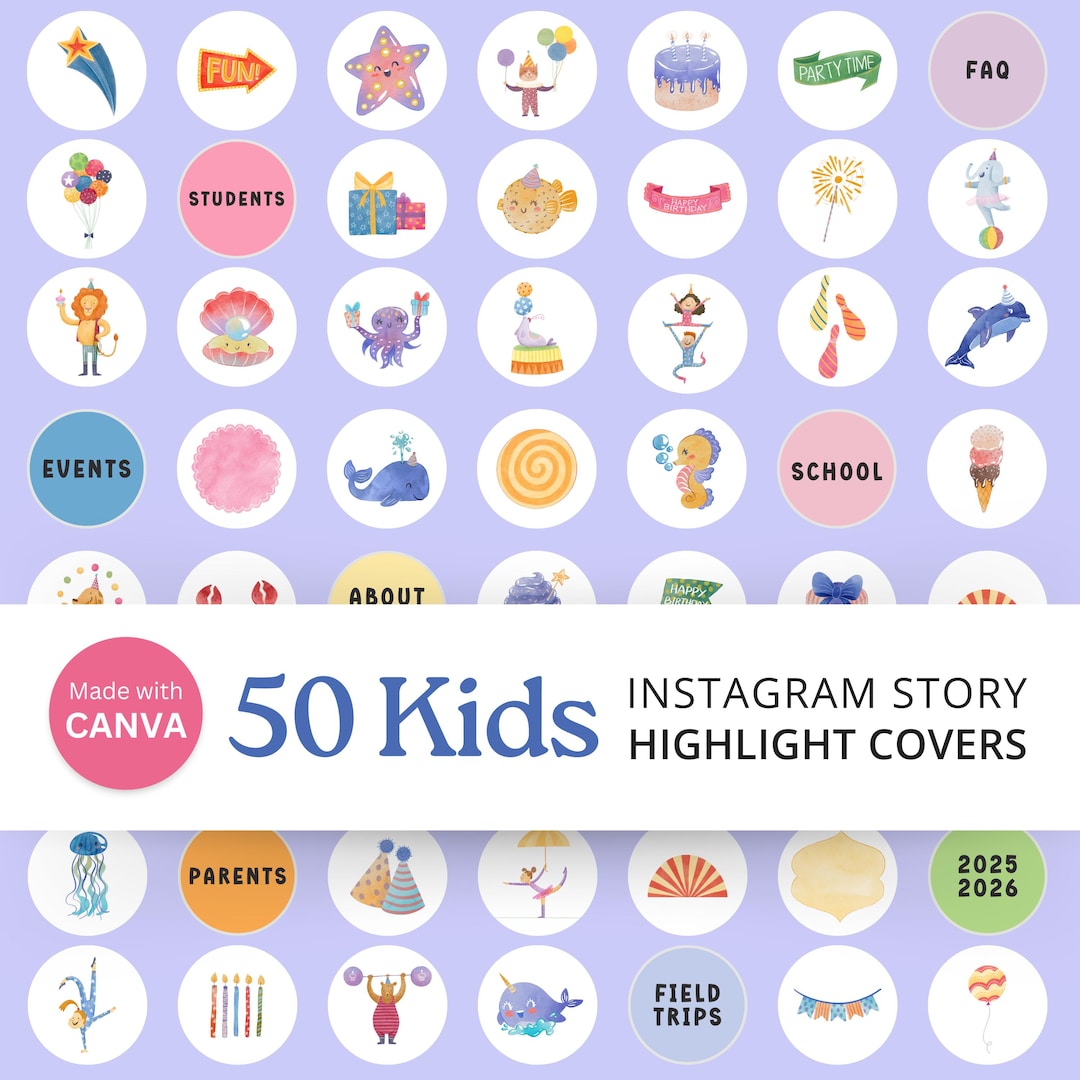 Children Instagram Highlight Cover Canva Template Preschool Instagram ...