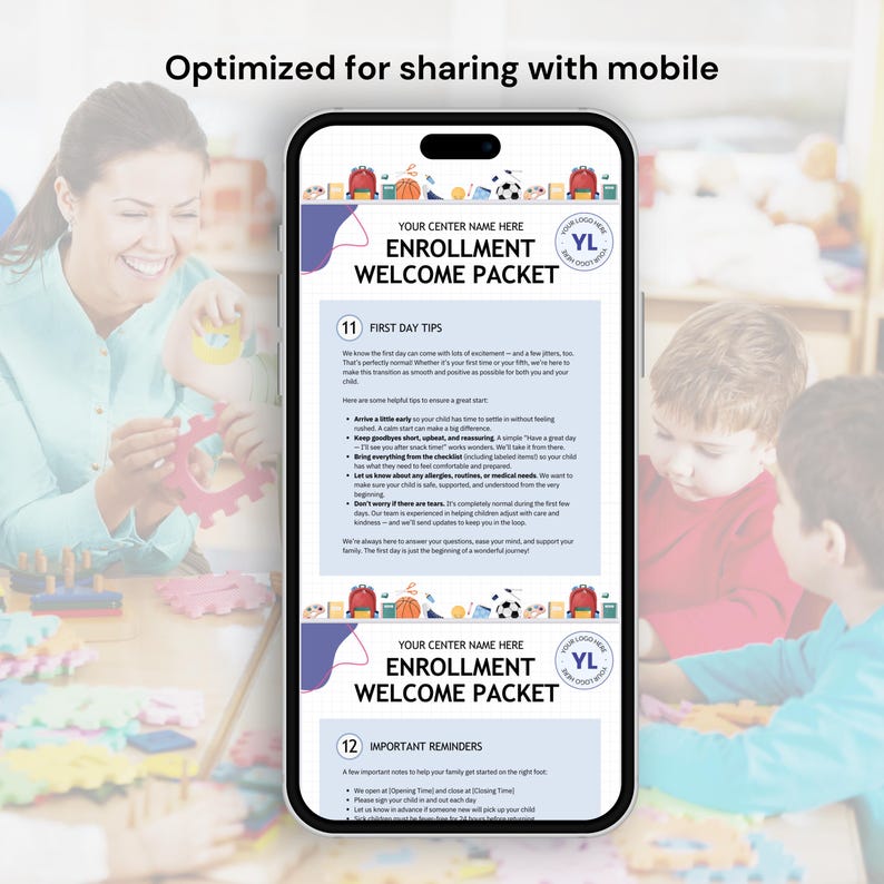 Enrollment Welcome Packet for Daycare Preschool Editable Childcare ...
