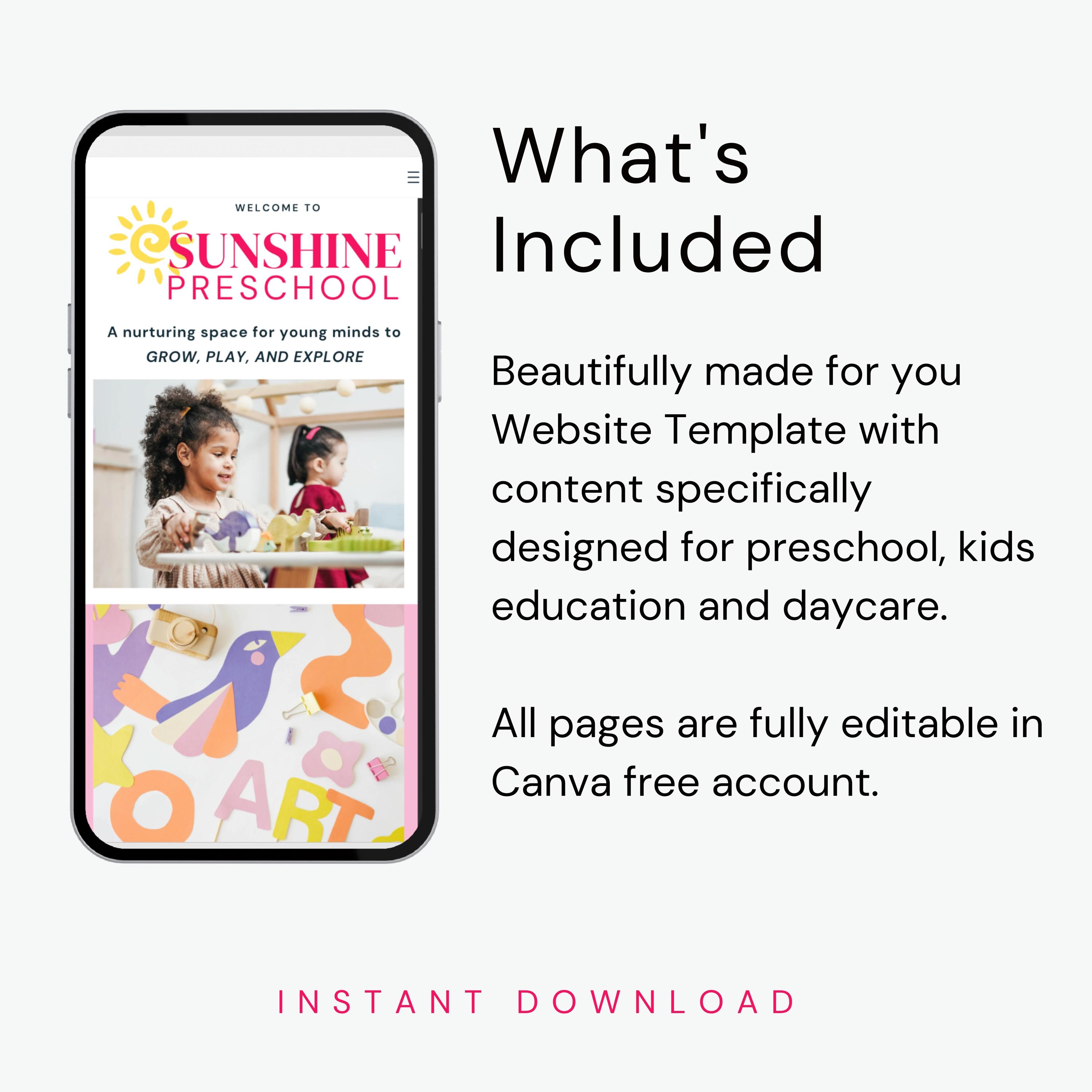 Preschool Canva Website Template Daycare Center Kids Education Center ...