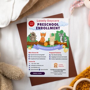 Preschool Flyer Template Canva School Enrollment Flyer Daycare Pre-k Promotion Leaflet Child ...