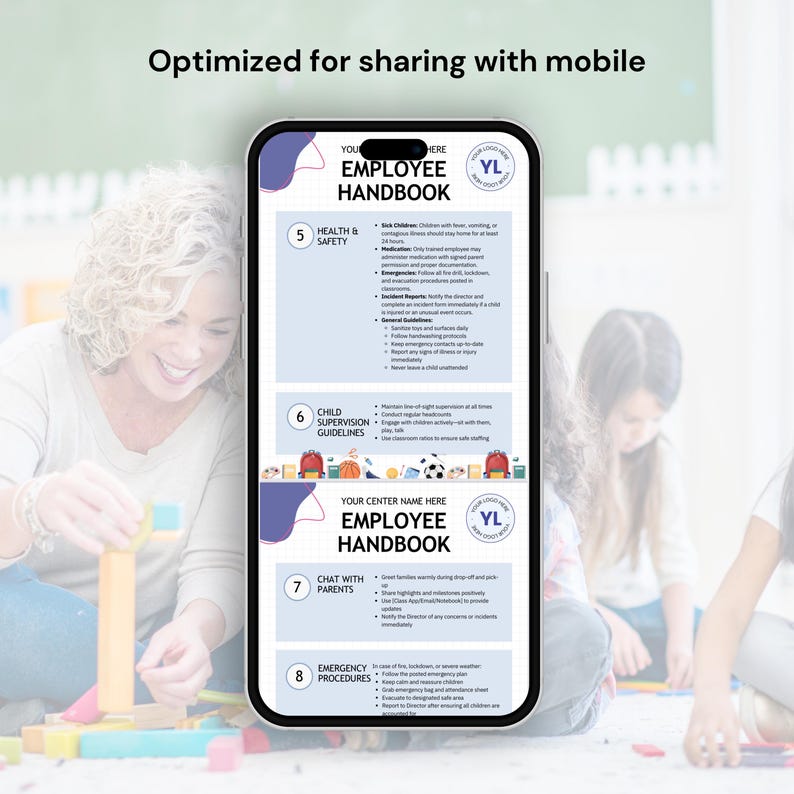 Editable Employee Handbook for Childcare Preschool Daycare Staff ...