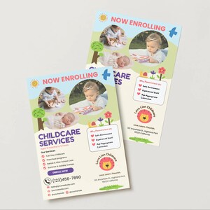 Editable Child Care Flyer Template Canva Preschool Daycare Leaflet ...