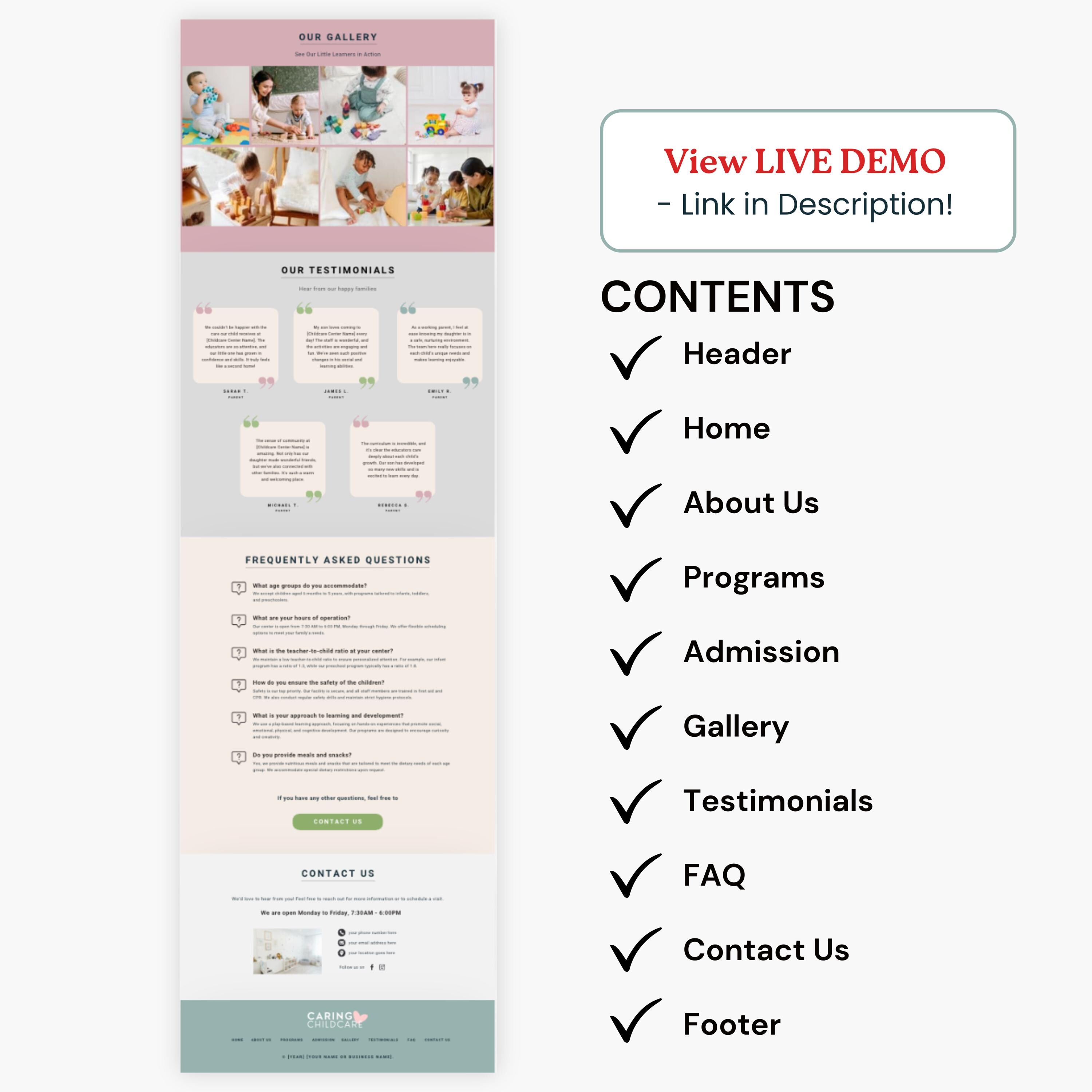 Website Template for Childcare Center Canva Website Template Kids ...