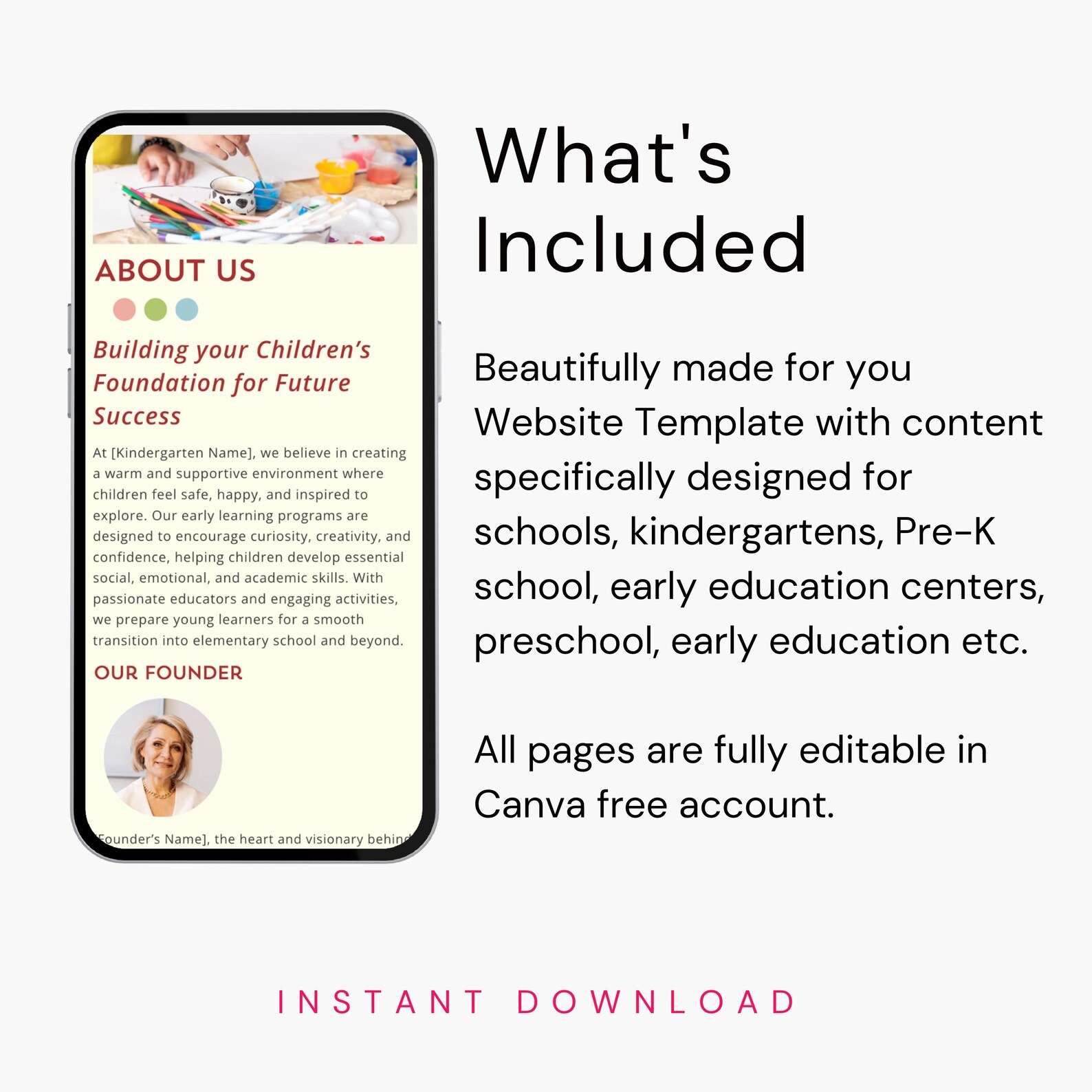 Website Template for Kindergarten Canva Template Website School Tuition ...