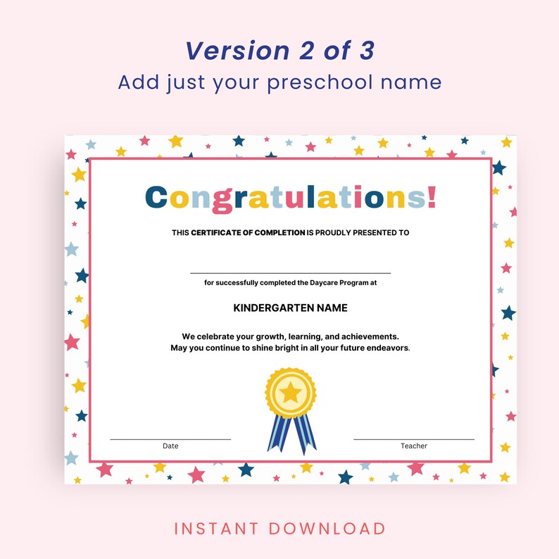 Daycare Graduation Certificate Template Canva for Preschool Graduation ...