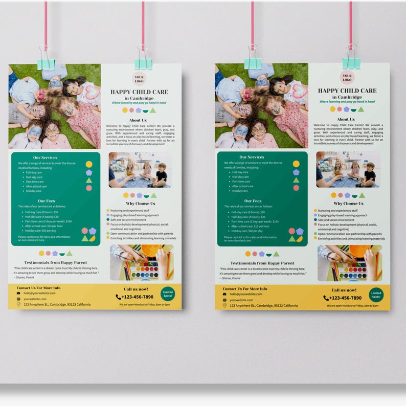 Child Care Flyer Template Daycare Leaflet Childcare Preschool Pamphlet ...