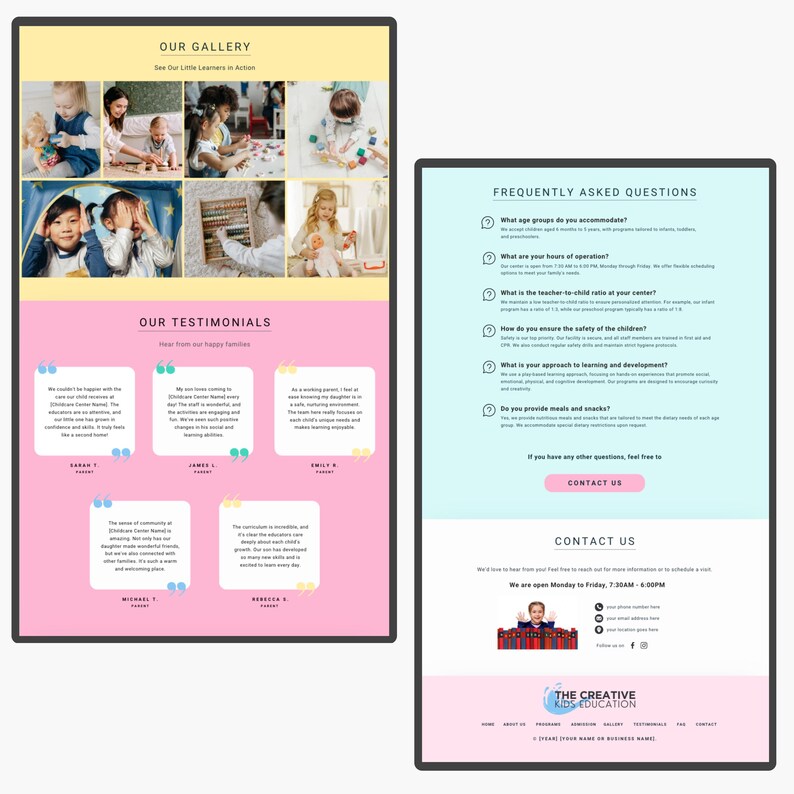 Kids Education Website Template for Preschool Website Design ...