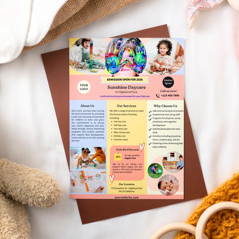 Editable Daycare Flyer Template Preschool Daycare Brochure Preschool ...